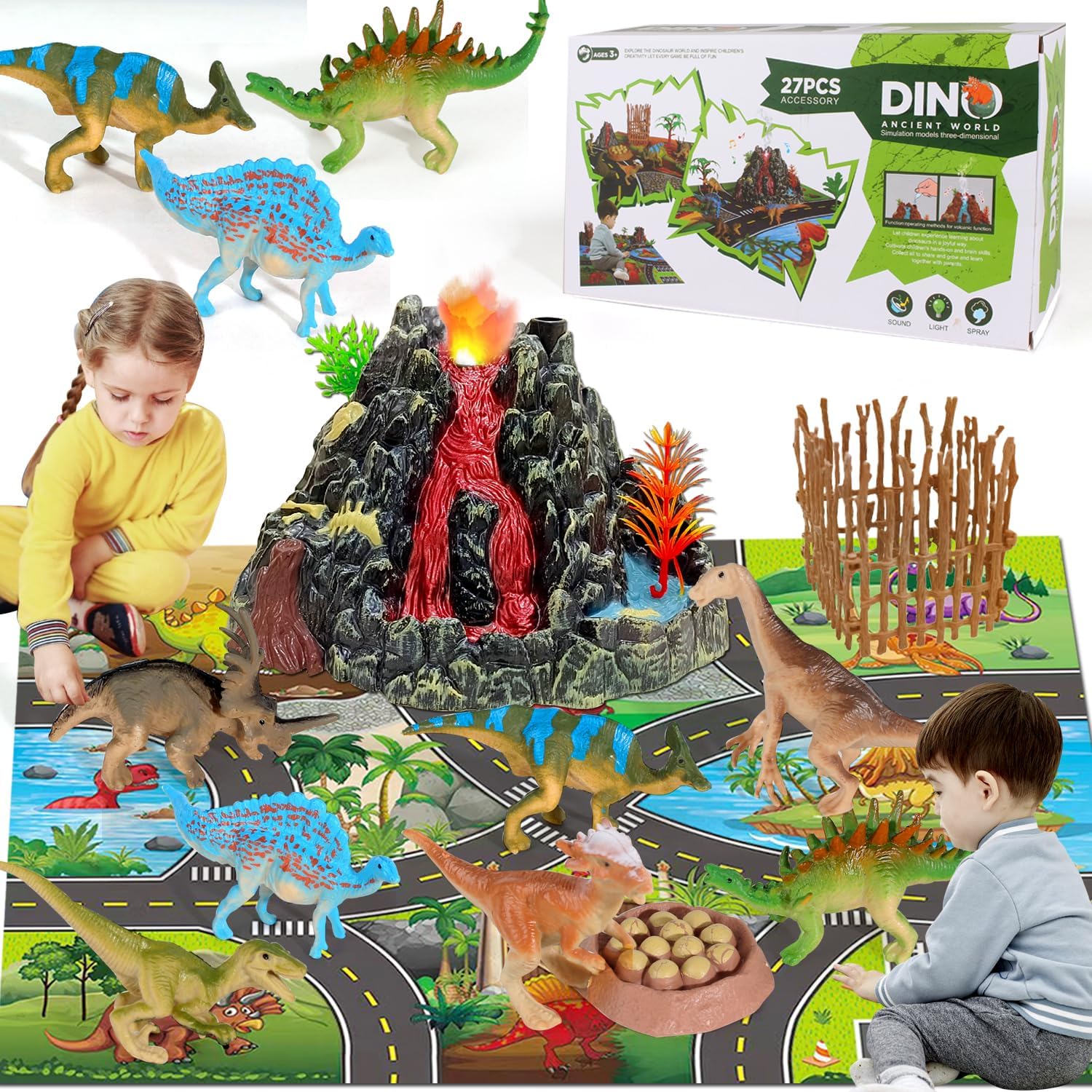 Realistic Dinosaur Toys, 25 Pieces, 3-7 Inch Models with Dinosaur King ...